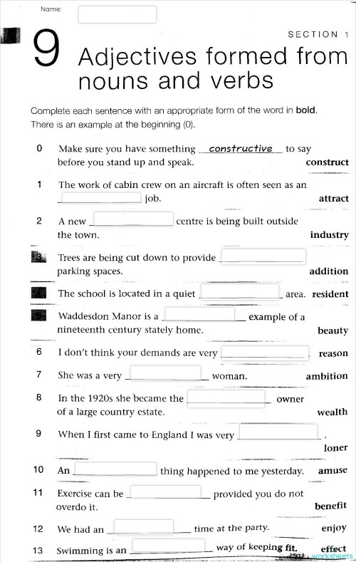Censip 15B_Word formation. Interactive worksheet | TopWorksheets