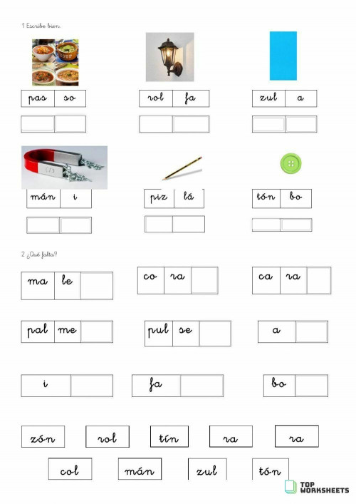 Conciencia silábica: fichas interactivas y ejercicios online ...
