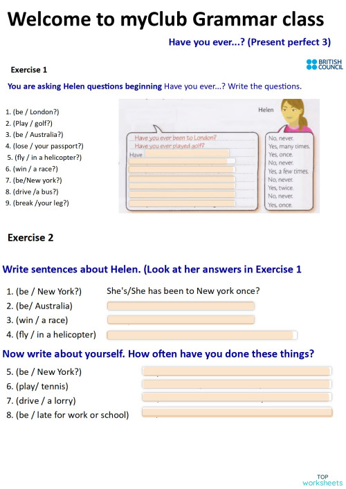 Have you ever.... Interactive worksheet | TopWorksheets