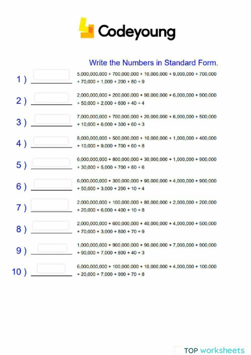 Introduction to One Billion Concept HW. Interactive worksheet ...