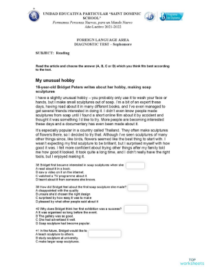 Assessment sophomore. Interactive worksheet | TopWorksheets