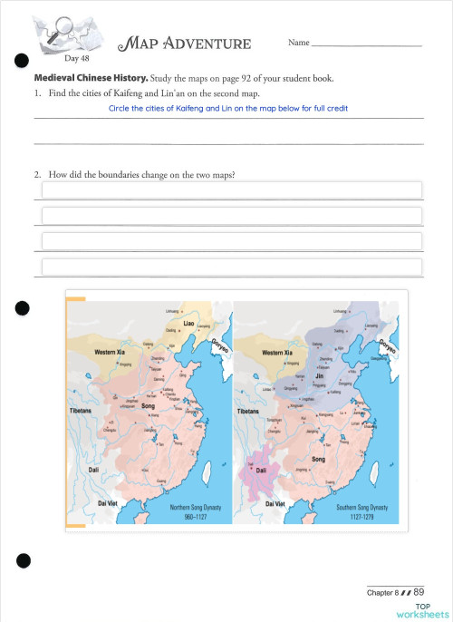 Chapter 8: Map Adventure Pg 89-90. Interactive worksheet | TopWorksheets