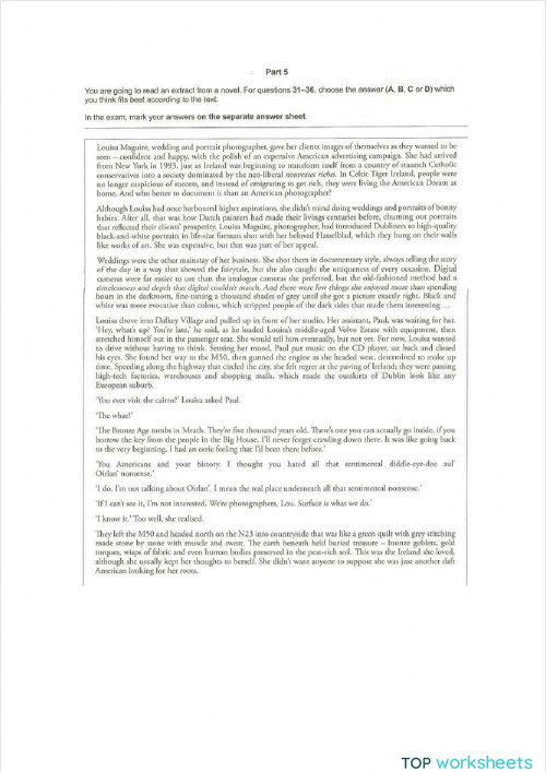 CAE Reading. Interactive worksheet | TopWorksheets