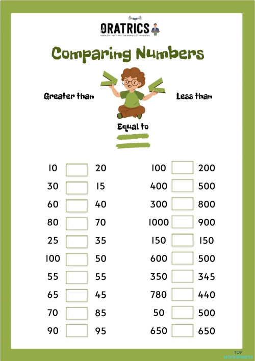 Grade 4 Page 43 (Comparing Numbers). Interactive worksheet | TopWorksheets