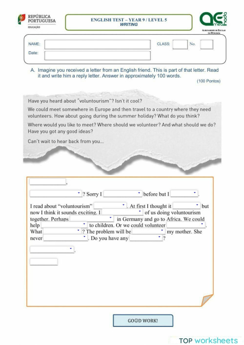 Written Production (Adap). Interactive worksheet | TopWorksheets
