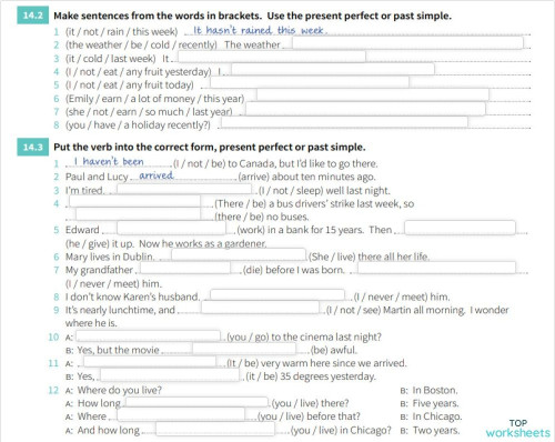 Past Simple vs Present Perfect. Interactive worksheet | TopWorksheets