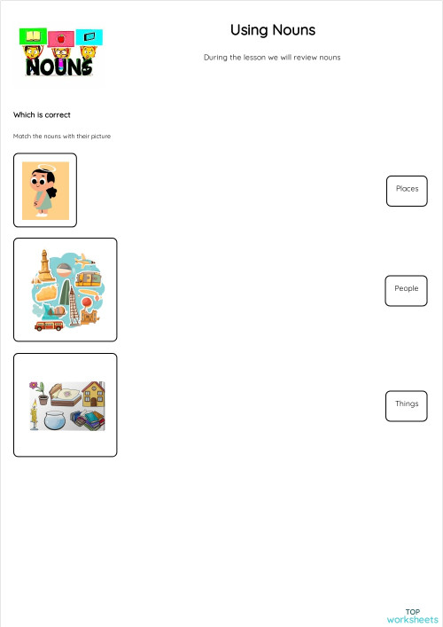 Using Nouns. Interactive worksheet | TopWorksheets