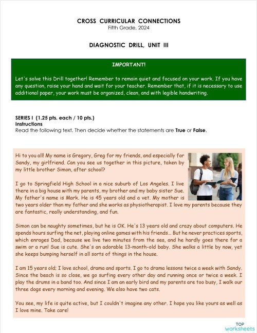 Cross Diagnostic Drill-Fifth Grade-Unit III. Interactive worksheet ...