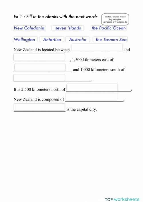 New Zealand s01 ex1. Interactive worksheet | TopWorksheets