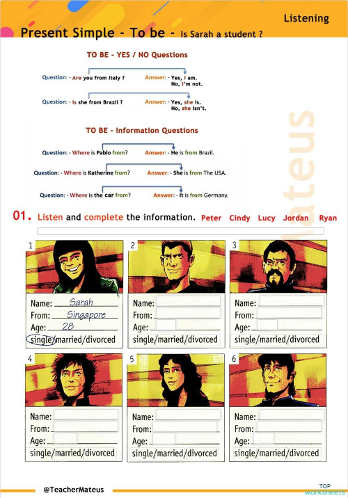 PRESENT SIMPLE - To Be - Is Sarah a student ? - Listening - TM0173 ...
