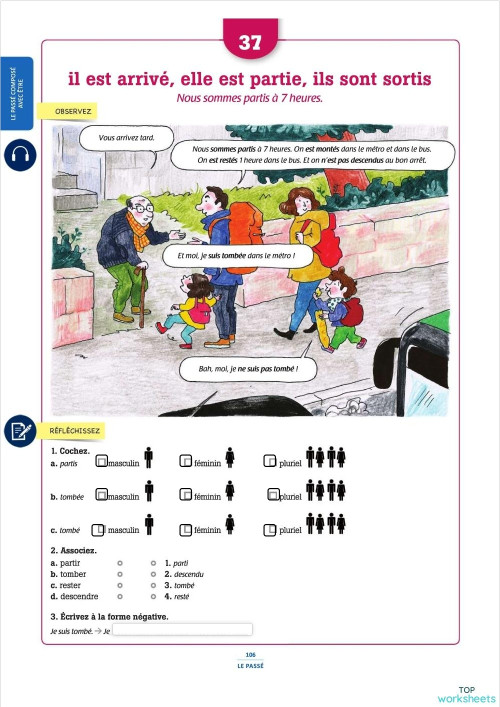 Passé composé avec etre. Fiche interactive | TopWorksheets