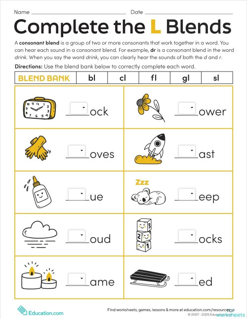 L Blends 1. Interactive worksheet | TopWorksheets