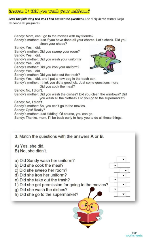 LESSON 8 did you cuestions. Ficha interactiva | TopWorksheets
