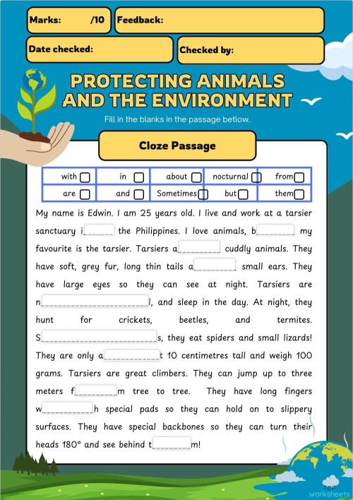 Protecting Animals and the Environment *. Interactive worksheet ...