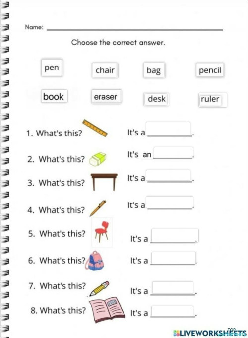 School things. Interactive worksheet | TopWorksheets