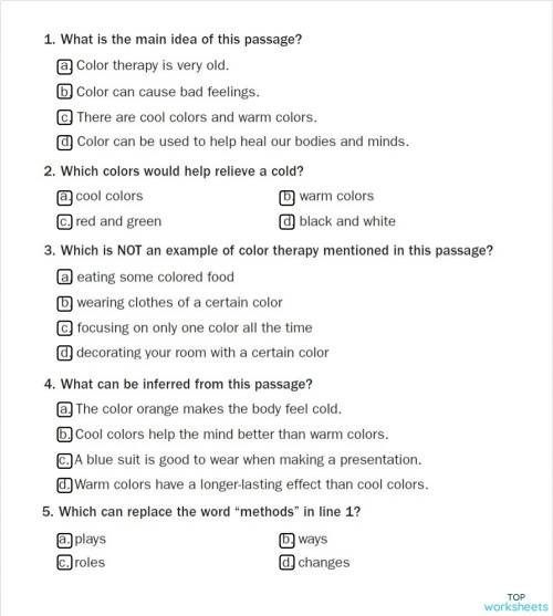 Healing with color. Interactive worksheet | TopWorksheets