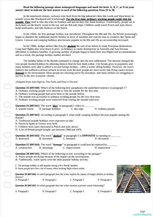 READING MULTIPLE CHOICE 10. Interactive worksheet | TopWorksheets