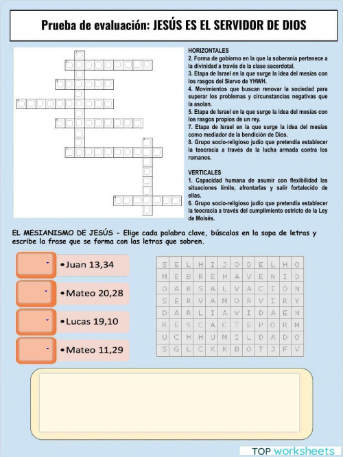 Jesús es el servidor de Dios. Ficha interactiva | TopWorksheets