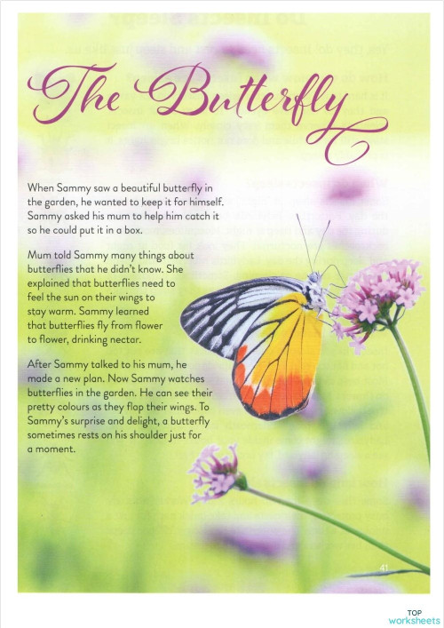 Lesson 54 The Butterfly. Interactive worksheet | TopWorksheets