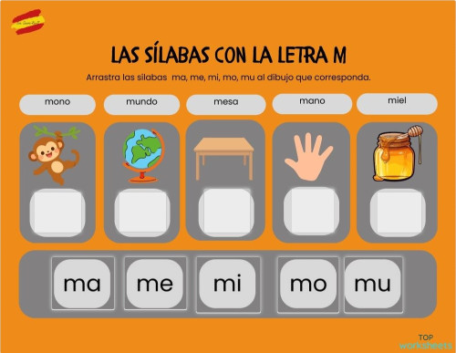 Ejercicios con las sílabas m, p, s. Ficha interactiva | TopWorksheets
