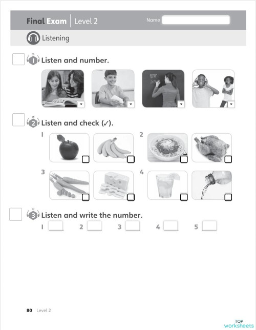 FINAL EXAM Big English Level 2. Interactive worksheet | TopWorksheets