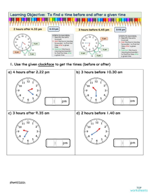 TIMES BEFORE AND AFTER. Interactive worksheet | TopWorksheets