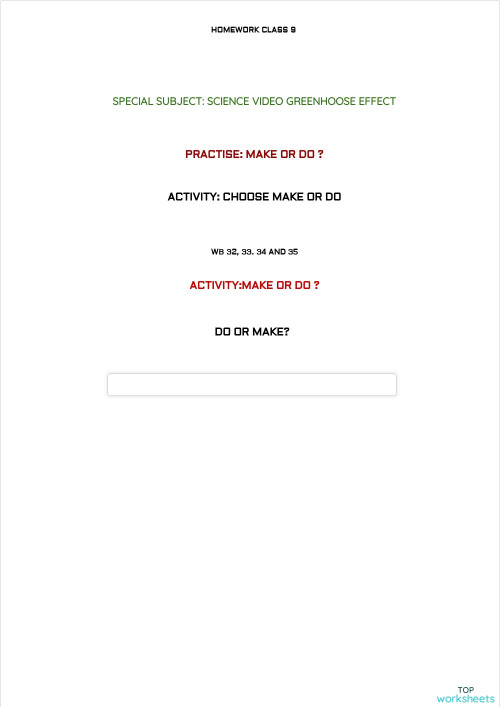 HOMEWORK CLASS 9. Interactive worksheet | TopWorksheets