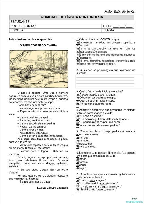 Atividade Contos Populares. Ficha interativa | TopWorksheets