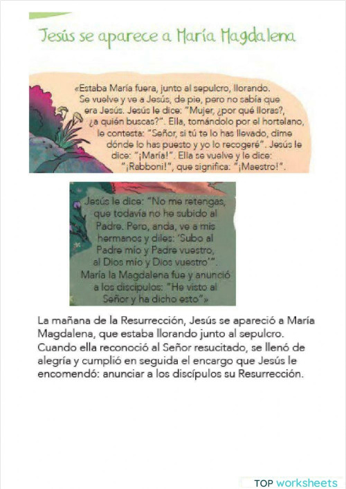 Resurreccion de jesus. Ficha interactiva | TopWorksheets