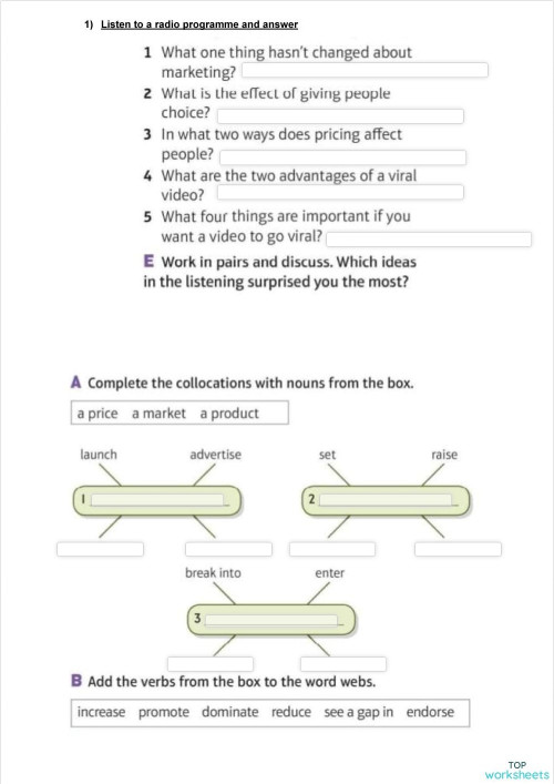Listening activities: Ads. Ficha interactiva | TopWorksheets