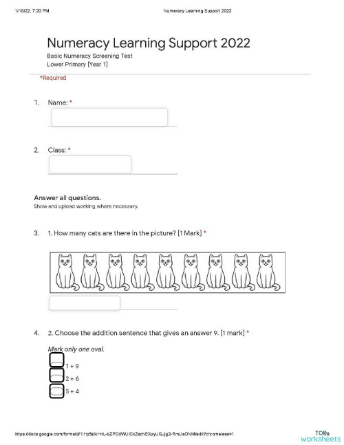 Numeracy Year 1. Interactive worksheet | TopWorksheets