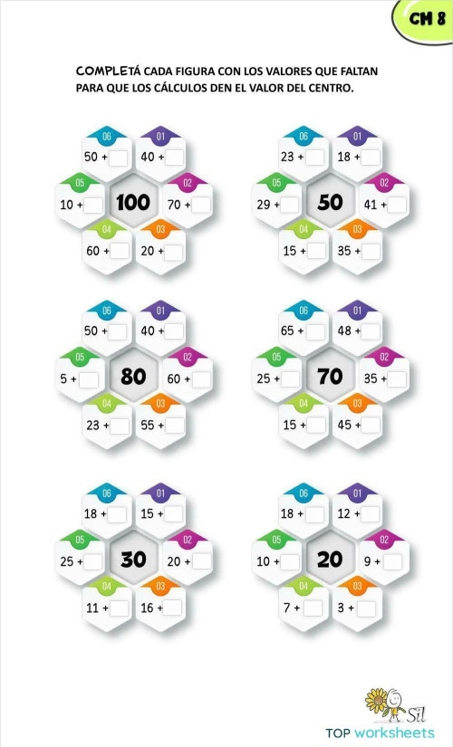 CM 8 - CÁLCULOS MENTALES. Ficha interactiva | TopWorksheets