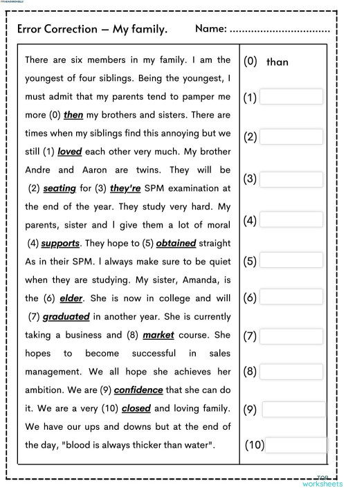 Sec - Error Identification/ Error Correction. Interactive worksheet ...