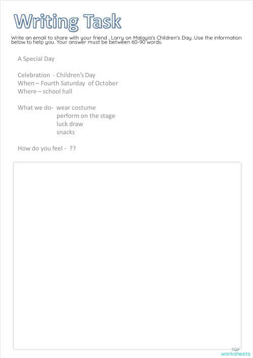 English Plus 1 - Unit 2 Writing Task - Topic B - A Special Day ...
