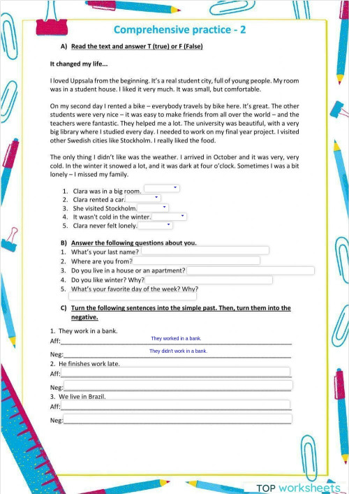 Comprehensive practice 2. Interactive worksheet | TopWorksheets