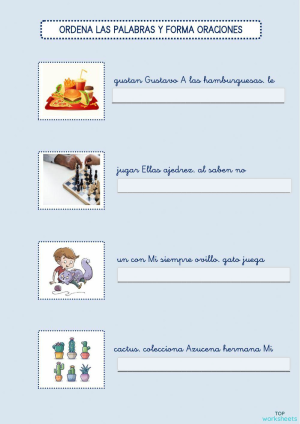 Ordena y Forma Oraciones. Ficha interactiva | TopWorksheets