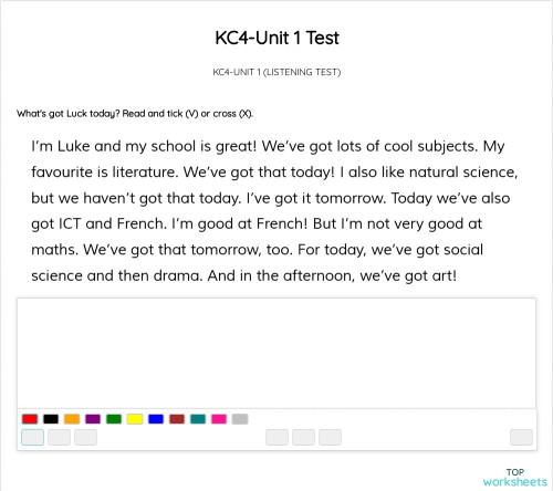 KC4-Unit 1 Test. Interactive worksheet | TopWorksheets