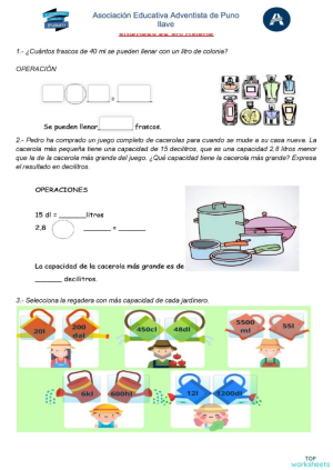 Unidades de Capacidad. Ficha interactiva | TopWorksheets