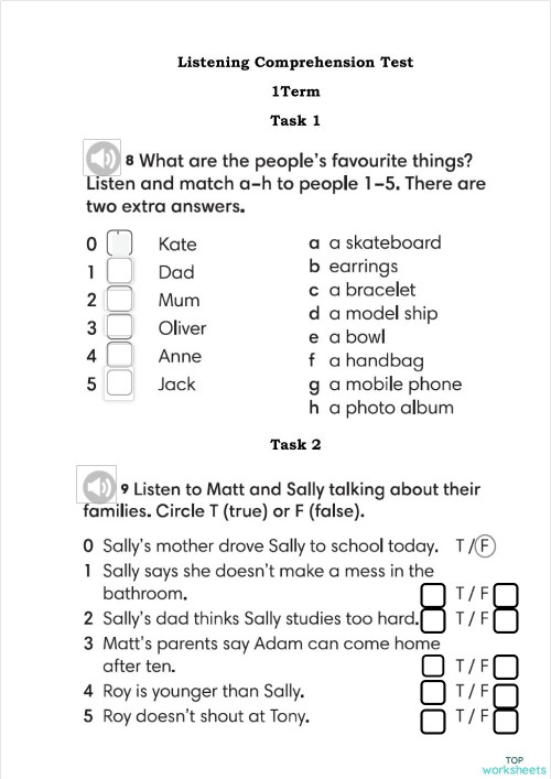 B2 First Term Listening exam. Interactive worksheet | TopWorksheets