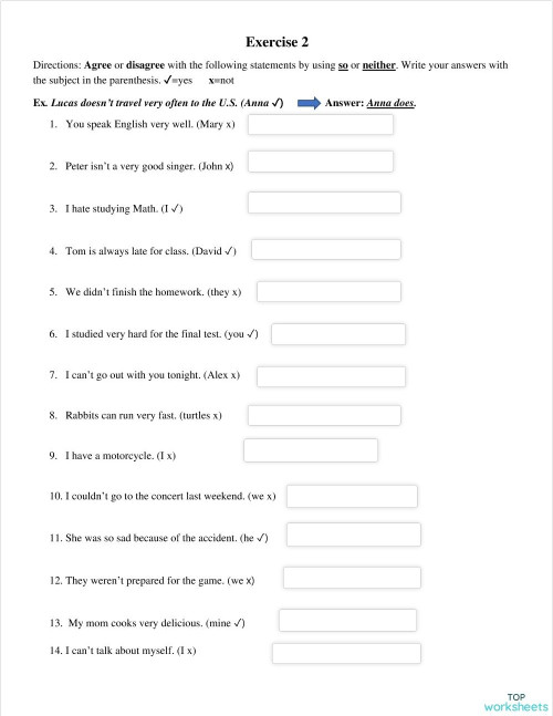 Agree or Disagree/ Exercise 2. Interactive worksheet | TopWorksheets