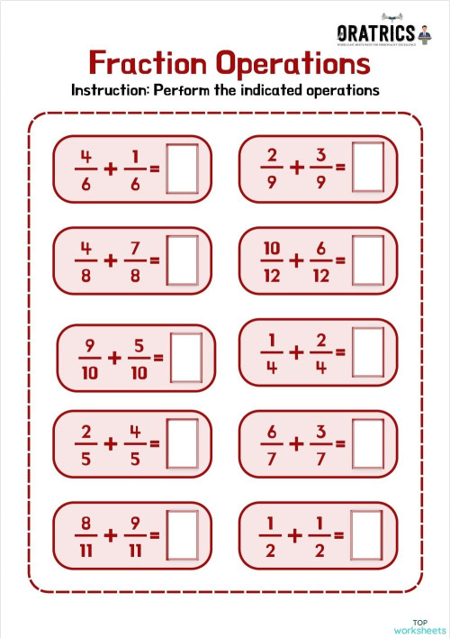 Grade 4 Page 26 (Additions of Fractions). Interactive worksheet ...
