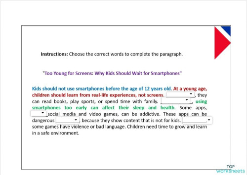 Supporting an opinion. Interactive worksheet | TopWorksheets