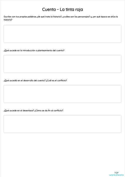 Cuento - La tinta roja. Ficha interactiva | TopWorksheets