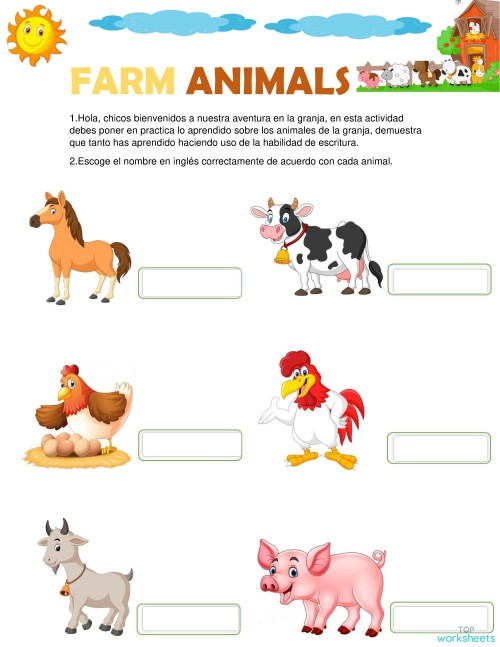 FARM ANIMALS. Ficha interactiva | TopWorksheets