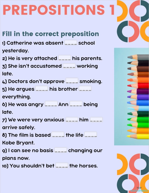 Prepositions 1. Interactive worksheet | TopWorksheets