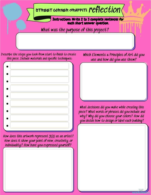 Street Corner Graffiti Reflection 1. Interactive worksheet | TopWorksheets