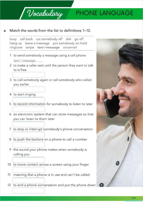 PHONE LANGUAGE. Interactive worksheet | TopWorksheets