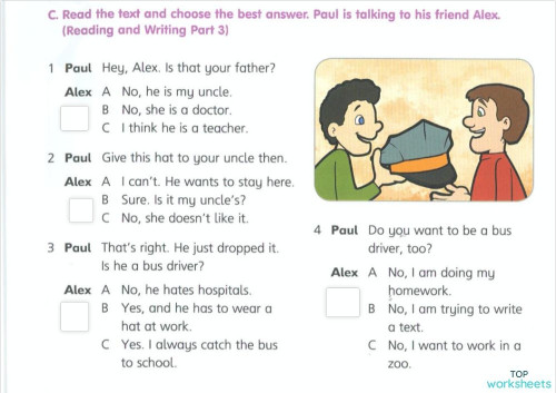 My uncle - Dialog unit 4 part 2 mvrs. Interactive worksheet | TopWorksheets