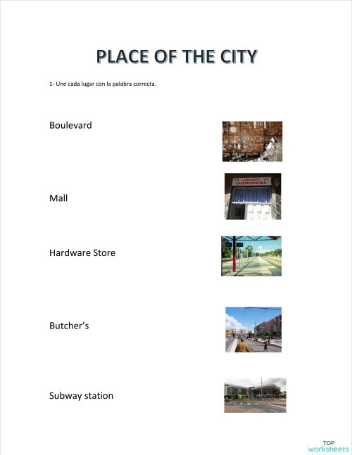 PLACE OF THE CITY. Ficha interactiva | TopWorksheets