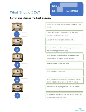 What should I do?. Interactive worksheet | TopWorksheets